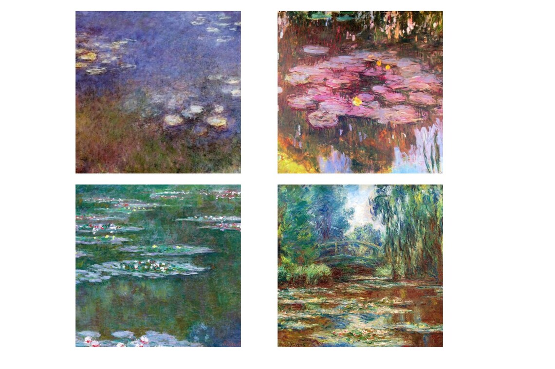 12 Claude Monet Lily Pond Art 2 Background Sheets of 12 X 12" JPG ...