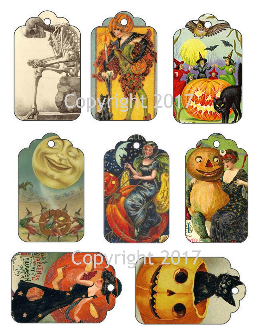 8 Halloween Gift Tags, Labels Instant Digital Download JPG and PDF - Etsy