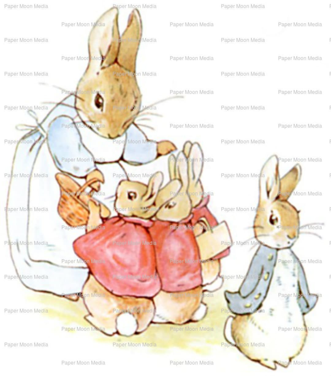 Set of 5 Beatrix Potter, Mother Rabbit, Peter Rabbit, Digital Collage ...