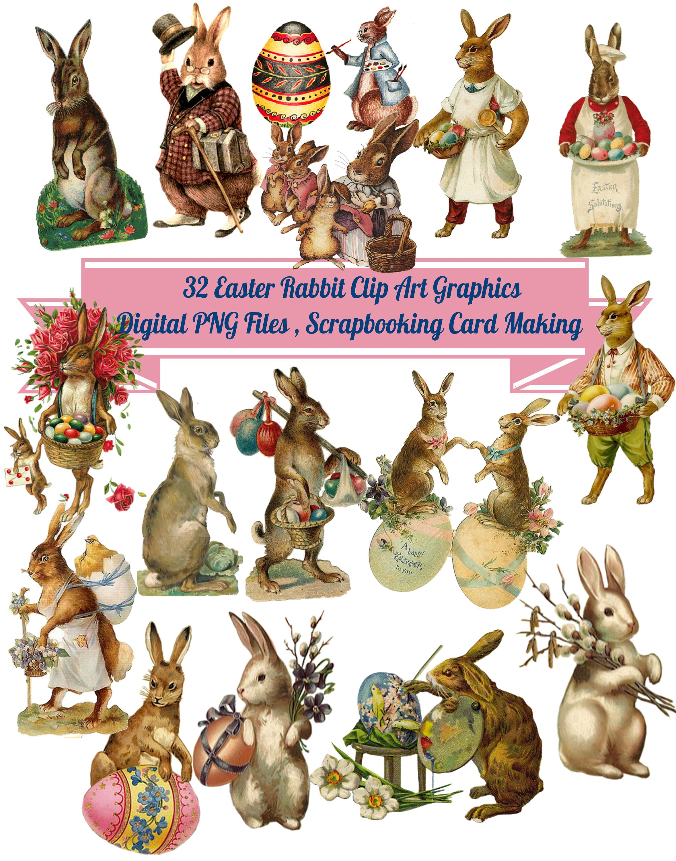Vintage Rabbit Clip Art