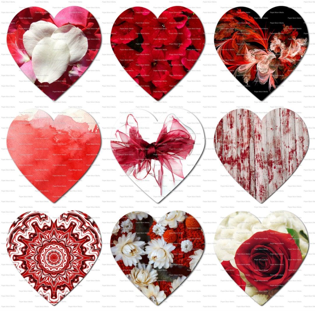 Valentine's Day Red Heart 9 Small Collage Collection, Graphics, Altered ...