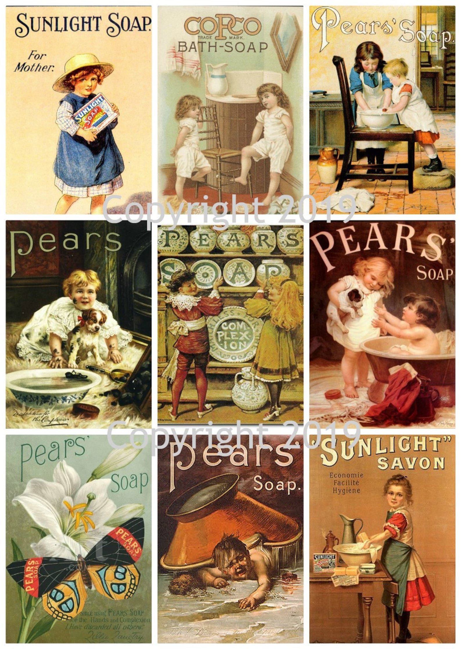 Printable Vintage Ephemera Pear's Soap Ads Collage Sheet Instant ...