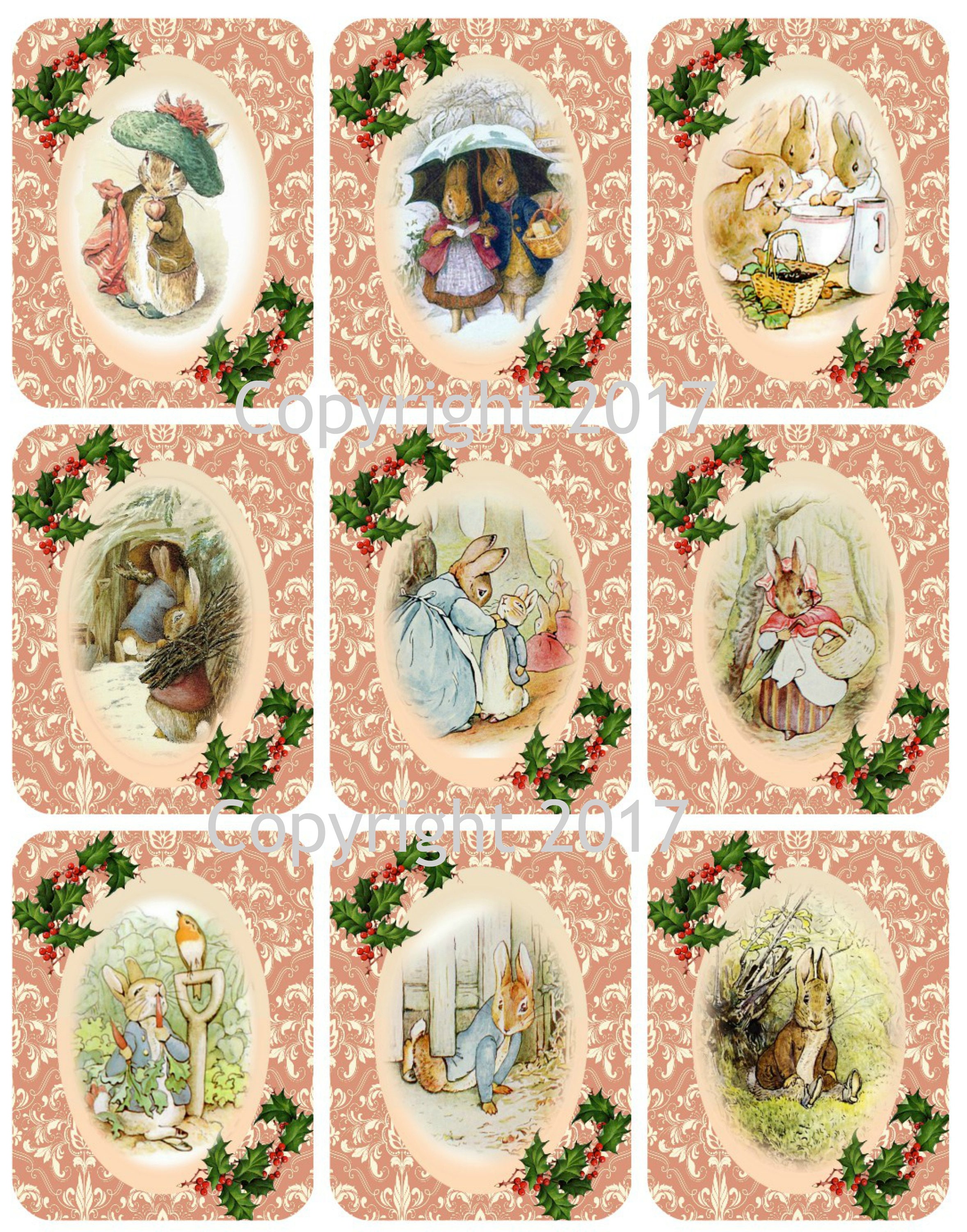 Peter Rabbit Collection Vintage Victorian Christmas Collage | Etsy