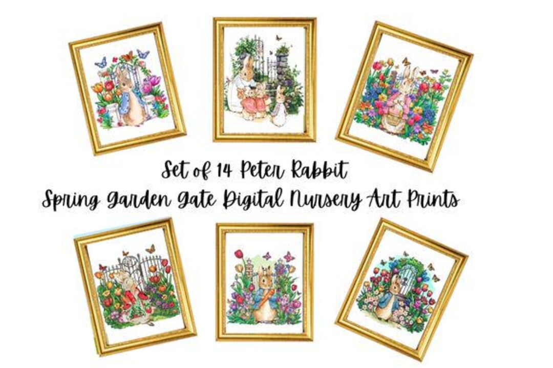 Set of 14 Watercolor Beatrix Potter Peter Rabbit “springtime Garden ...