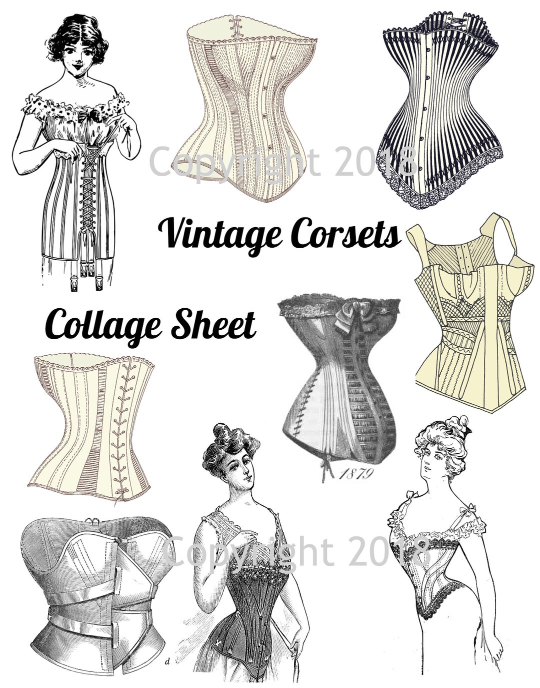 Printable Victorian Corsets Collage Sheet ,corset Collage Sheet ...
