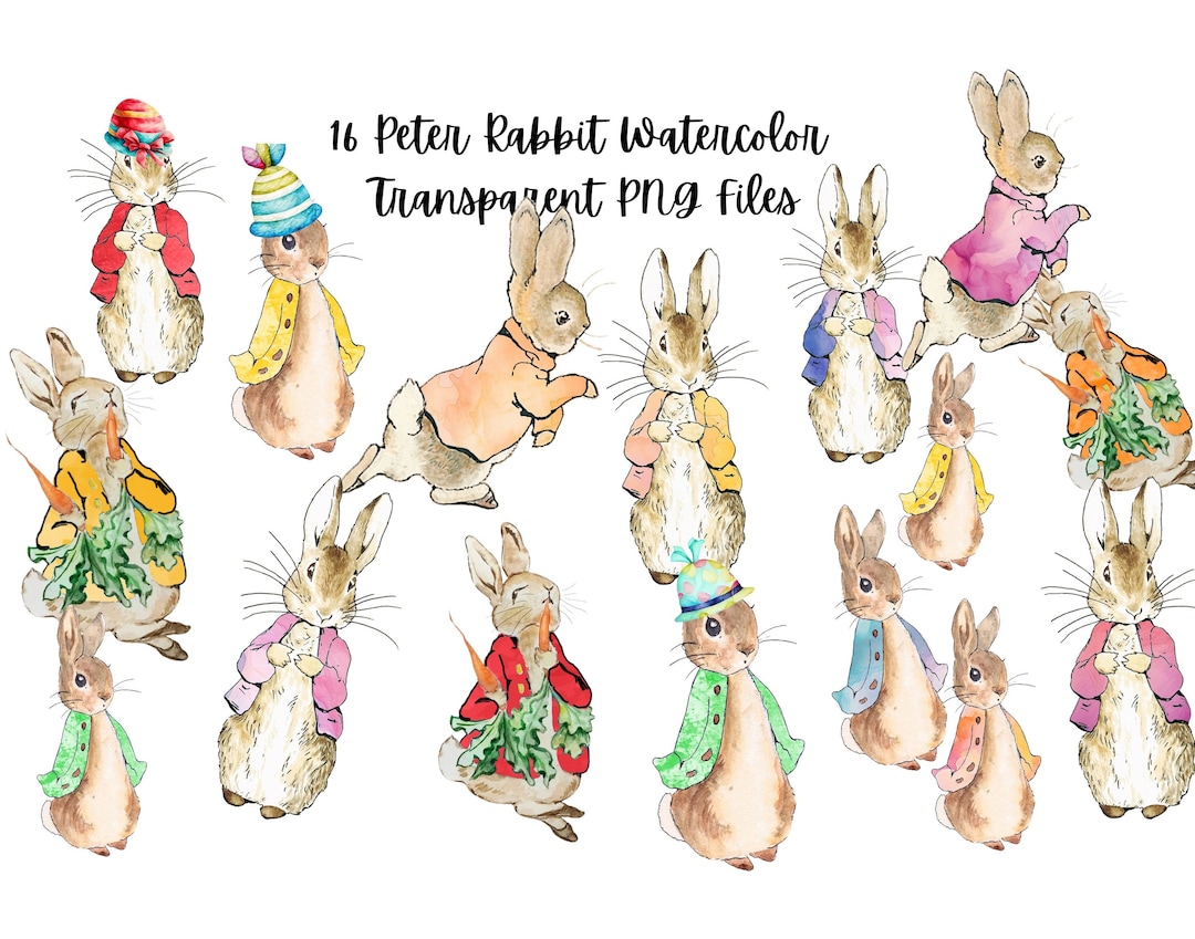 16 Peter Rabbit Spring Watercolor Jacket Clip Art Transparent PNG Files ...