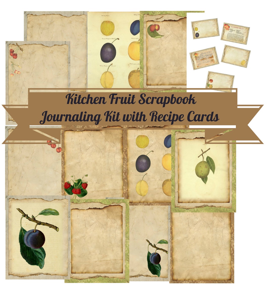Kitchen Fruit Journal Scrapbook Kit, With Recipe Cards, Junk Journal ...