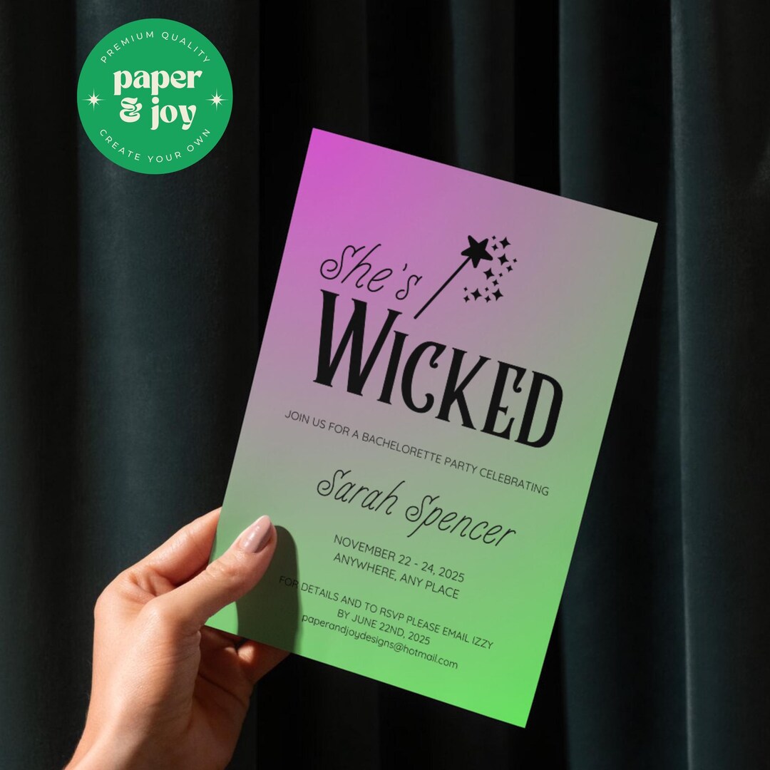 She's Wicked Themed Bachelorette Hen Do Invitation and Itinerary ...