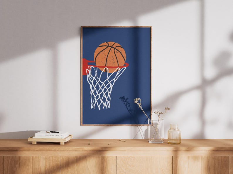 Basketball Wall Art Prints Poster , Basketball Print Decor, Bedroom ...