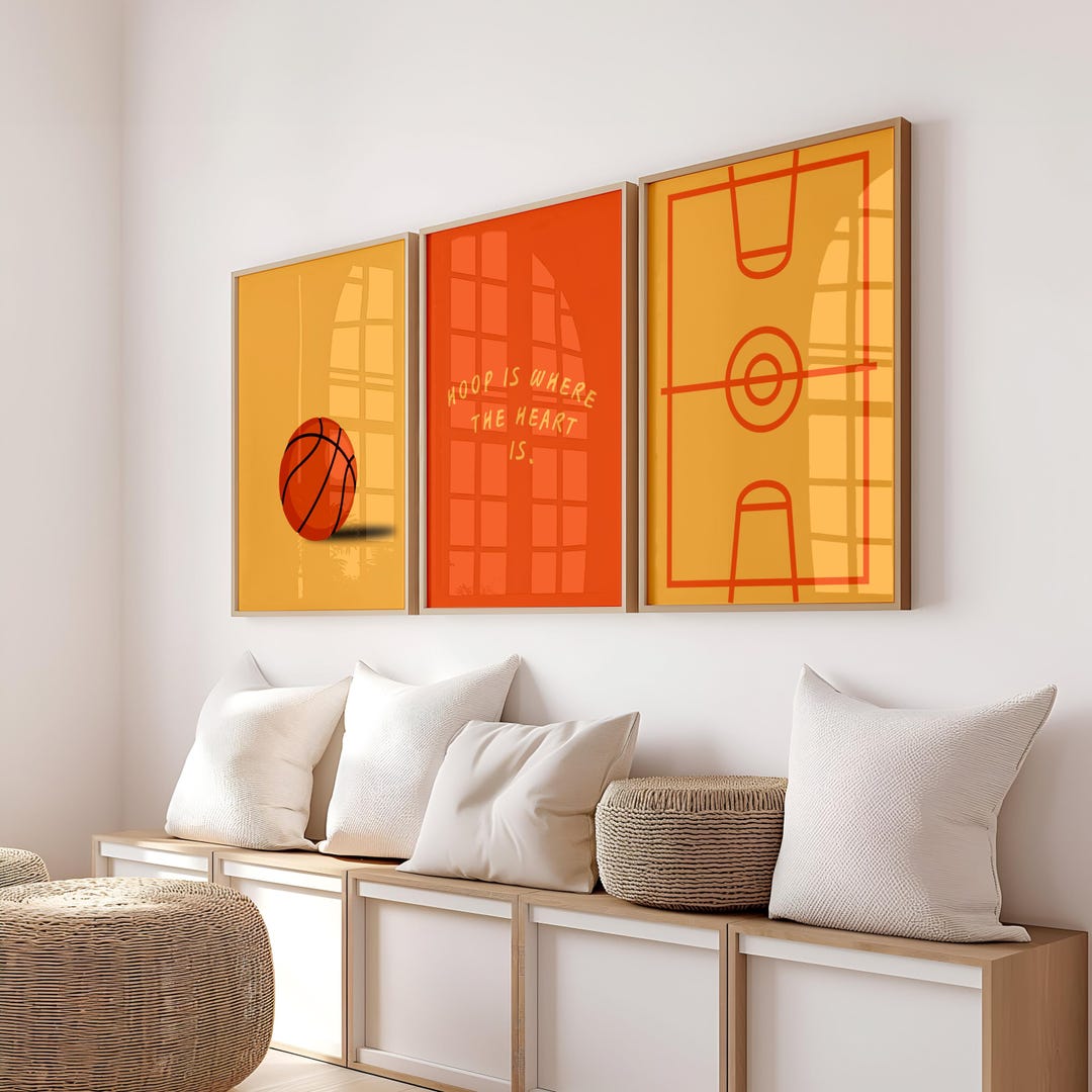 Basketball Art Print Set of 3: Modern Sports Posters (digital Download ...