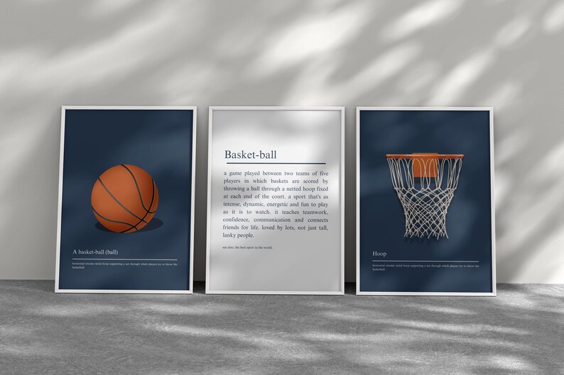 Basketball Set of 3 Prints, Basketball Decor, Basketball Wall Art, Room ...