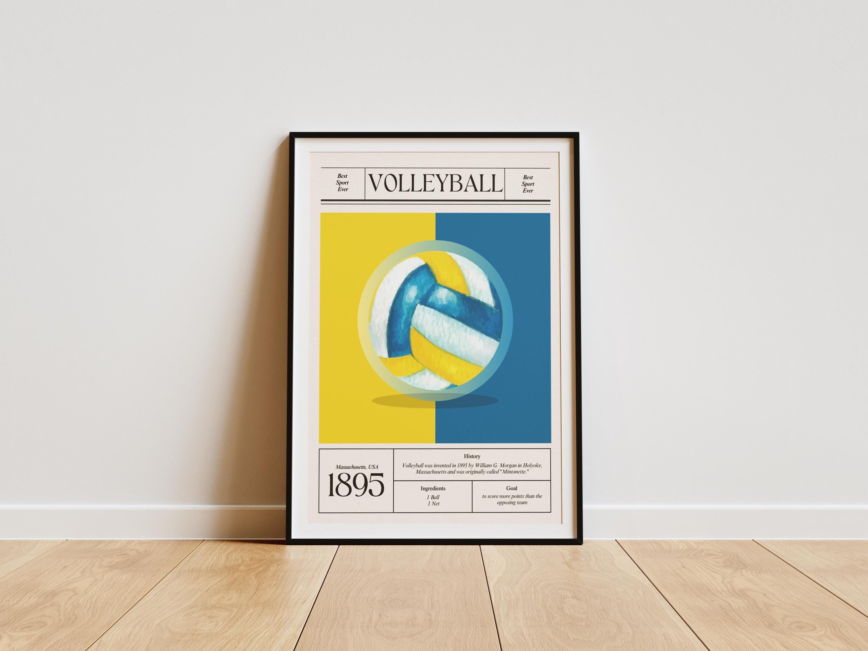 Volleyball Wall Art - Minimalist Retro Design for Bedroom, Living Room ...