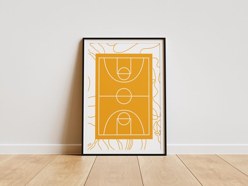 Basketball Court Art Print: Modern Minimalist Design (digital Download ...