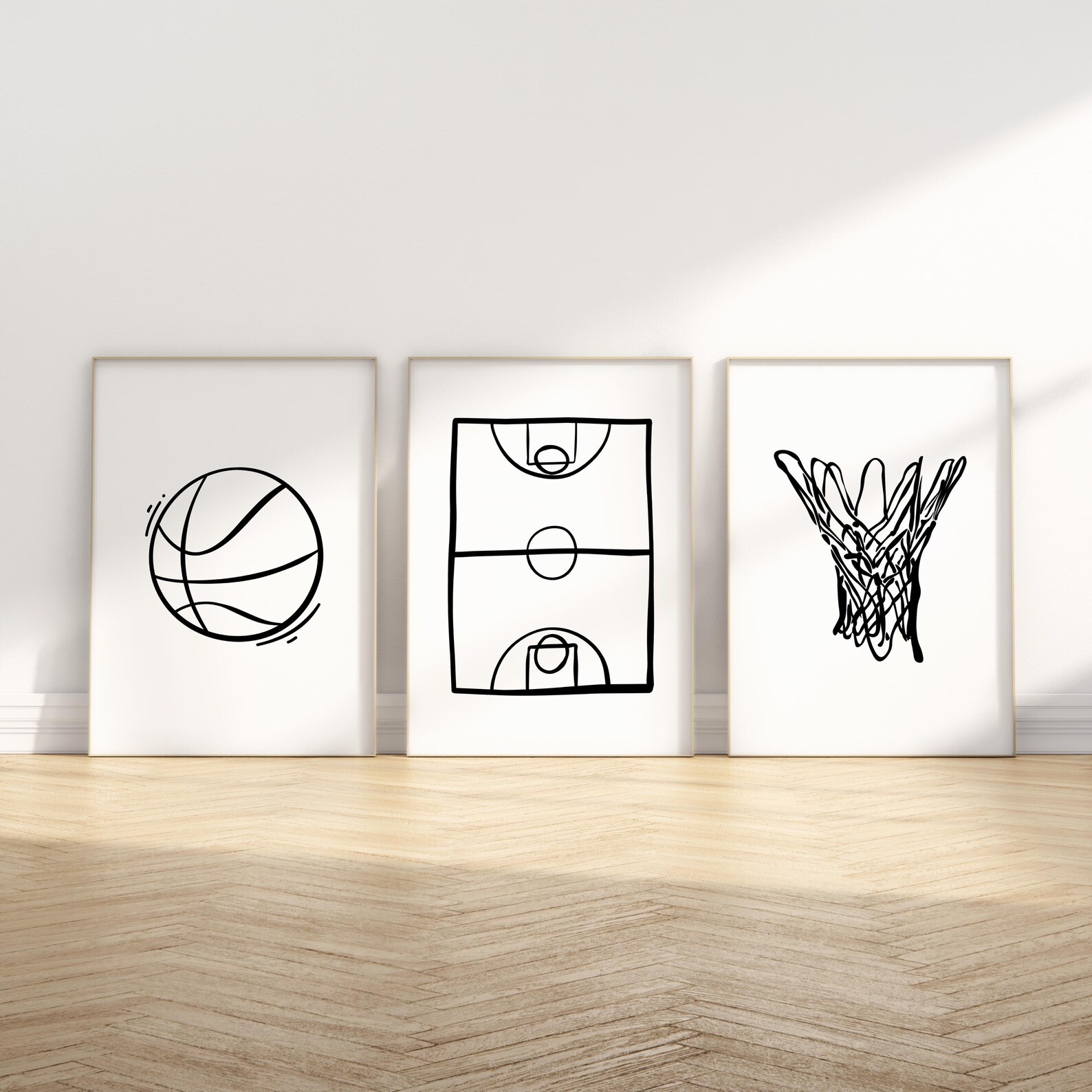 Black and White Basketball Art Set: Modern Sports Posters (digital ...