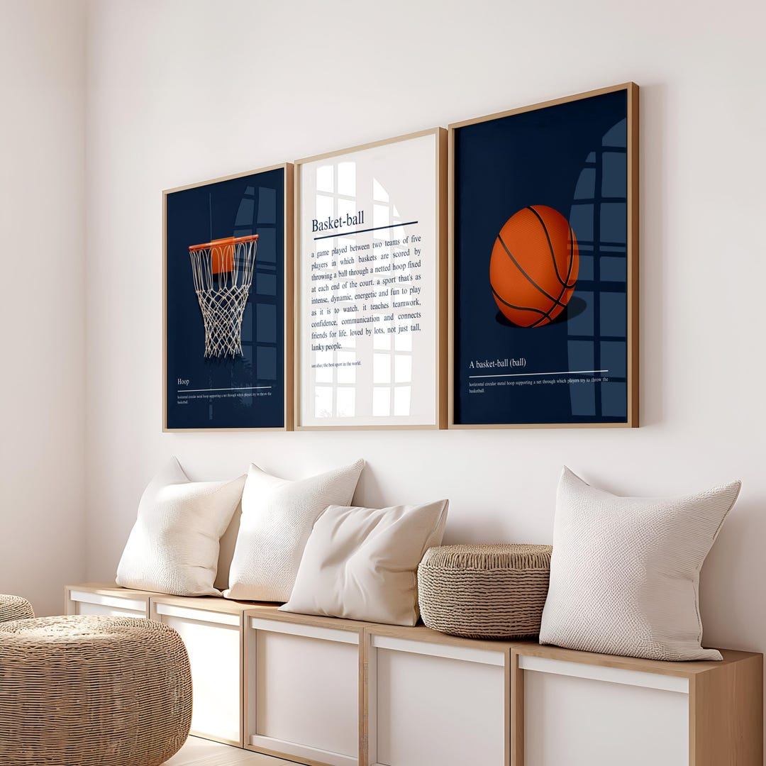 Basketball Set of 3 Prints, Basketball Decor, Basketball Wall Art, Room ...