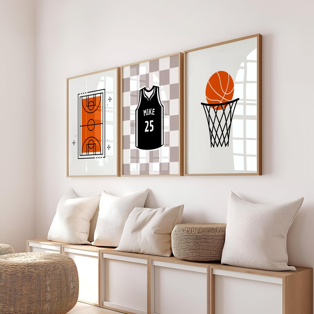 Custom Basketball Poster Set: Personalized Name & Number, Girl's Room ...