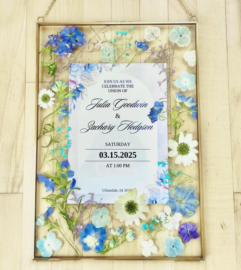 Custom Pressed Flowers Wedding Invitation Keepsake Floral Wall Art ...