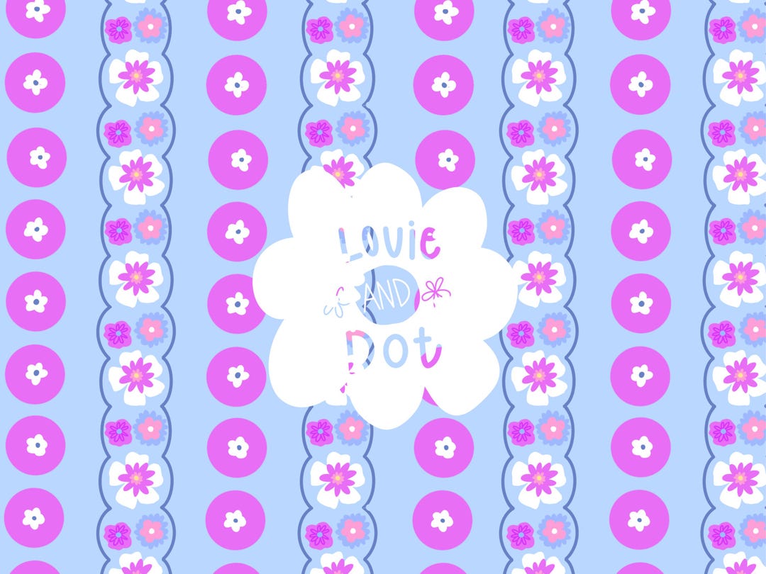 Posie Pink Blue Floral Repeat Seamless Print, Seamless Repeating Print ...