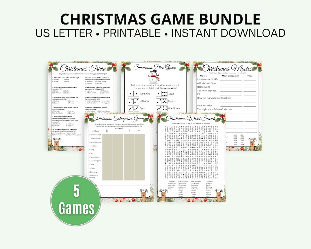 Christmas Party Games Printable Bundle - Etsy