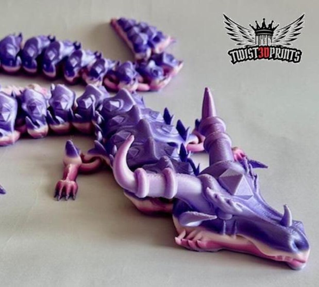 Articulated 3D Printed Jeweled Dragon Flexi - Etsy