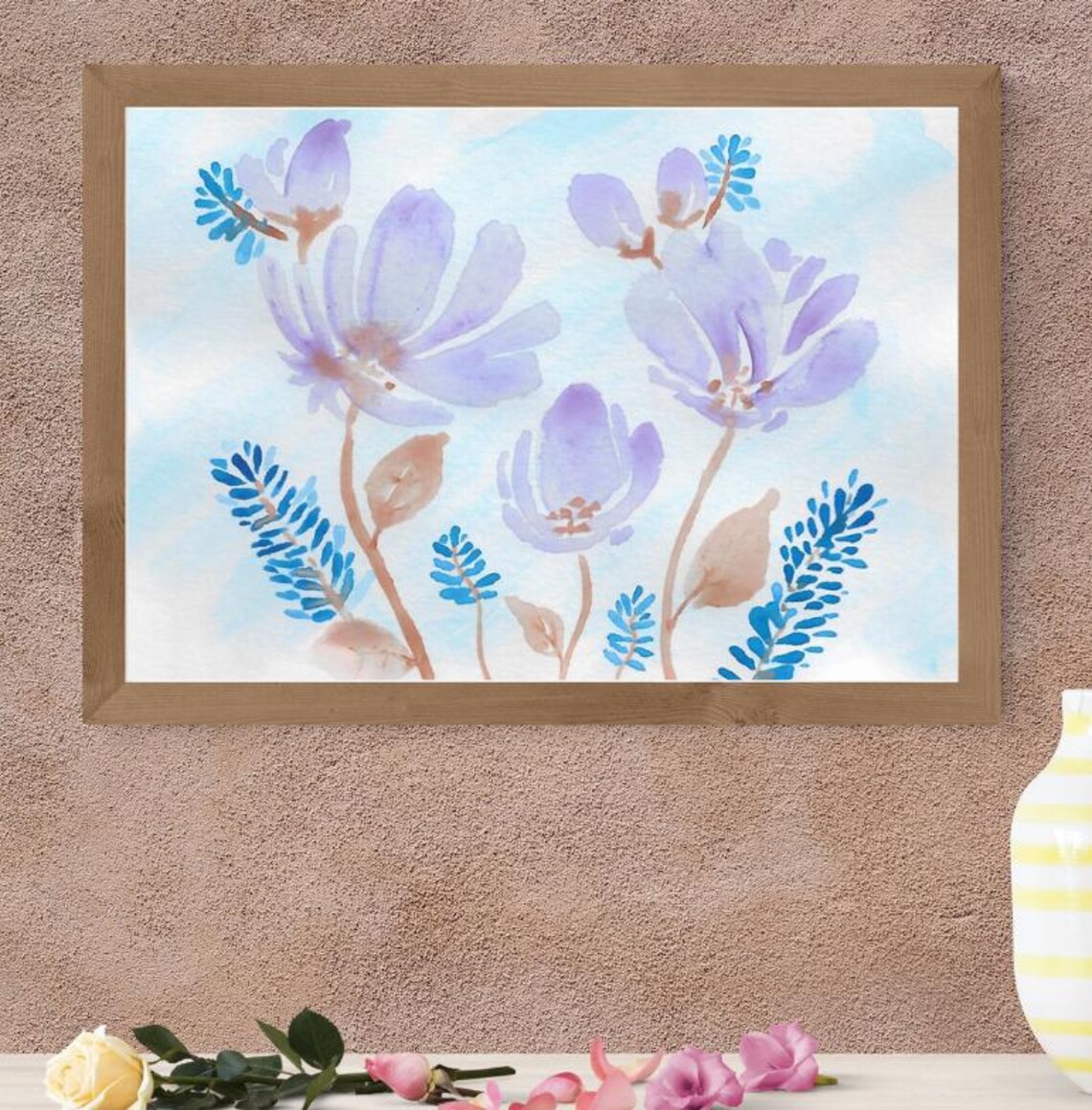 Spring Flower Meadow Watercolor Art Print (digital Download) - Etsy