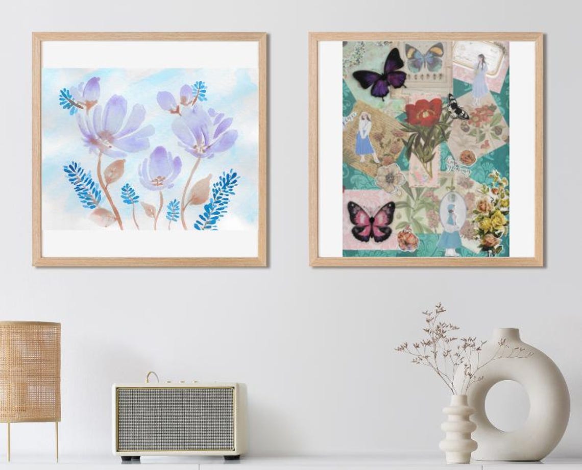 Spring Flower Meadow Watercolor Art Print (digital Download) - Etsy