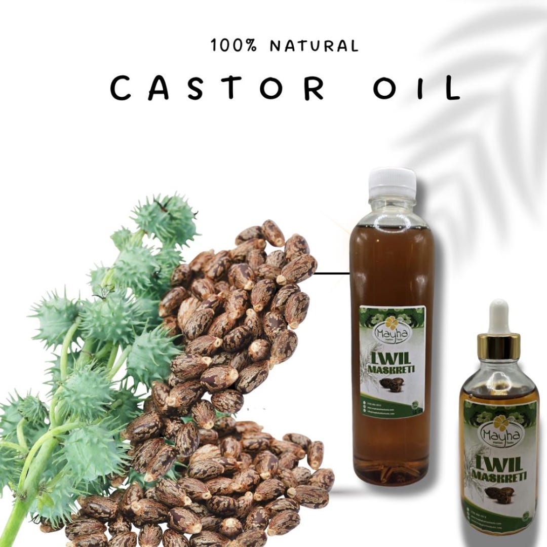 Pure Haitian Lwil Maskreti (castor Oil) – 4oz | Organic Hair Growth ...