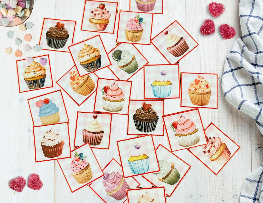 Valentine Cupcake Memory Match Game - Etsy