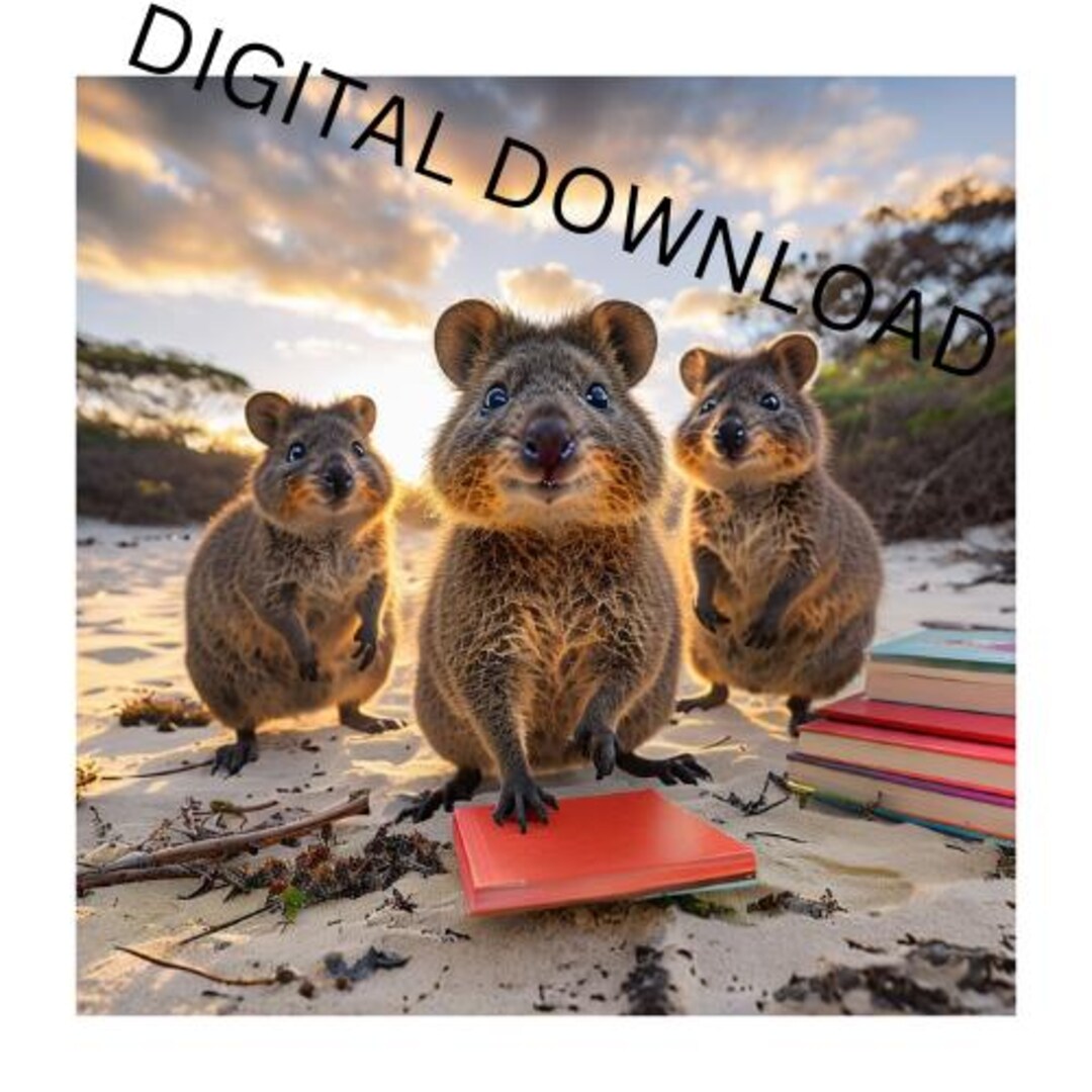 Quokkas on the Beach With Books DIGITAL FILE - Etsy