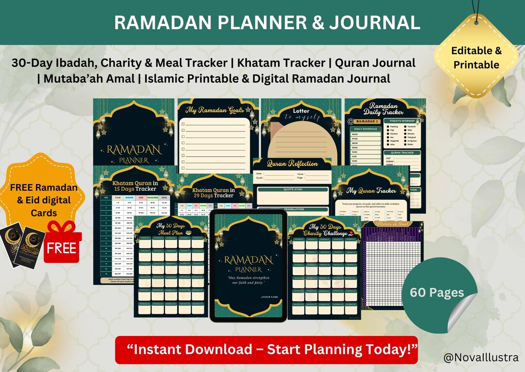 Ramadan Planner | Islamic Digital Journal | 30-day Ibadah & Meal ...