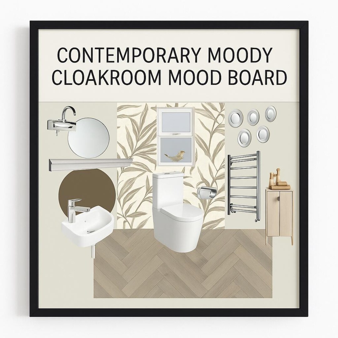 Contemporary Moody Cloakroom Mood Board | Small WC Design | Digital ...