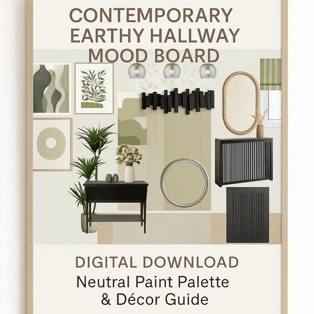 Neutral Entryway Design Mood Board - Contemporary Hallway Styling With ...
