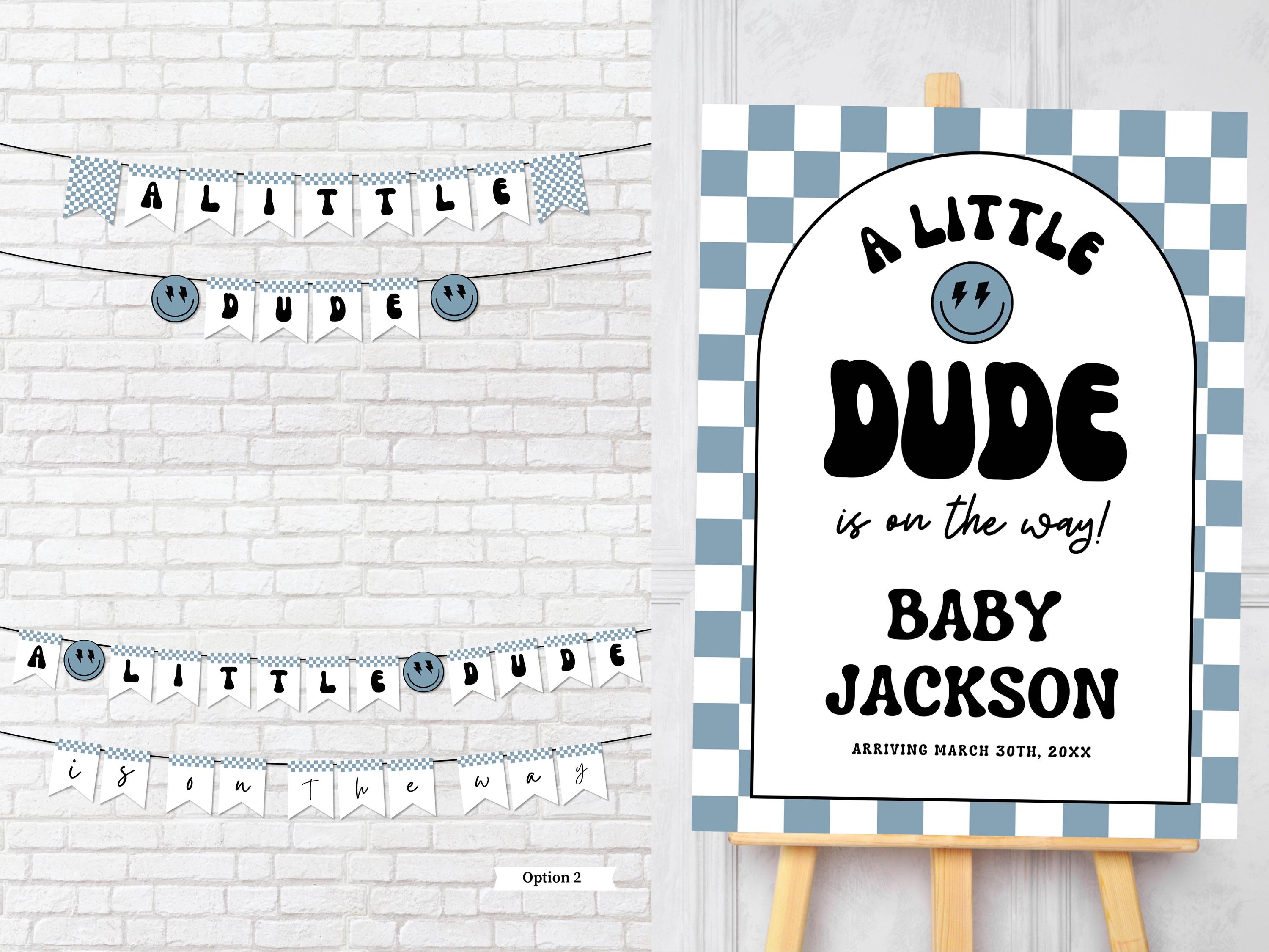 Little Dude Baby Shower Invitation Bundle, Rad Little Dude is on the ...