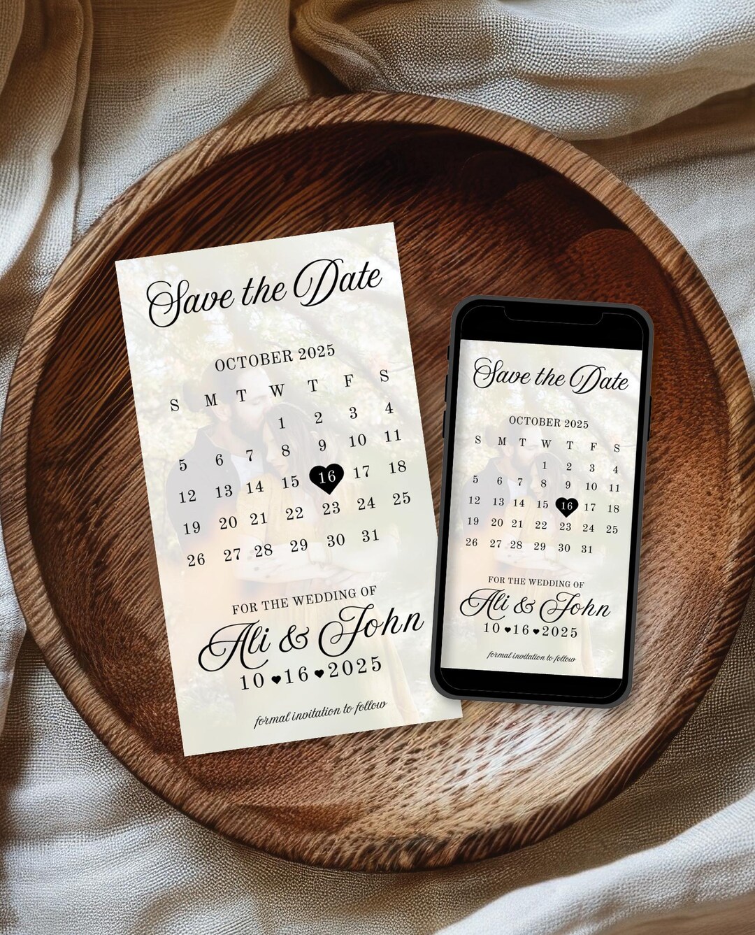 Photo Save the Date Calendar Date Digital Card. Modern Wedding Save the ...
