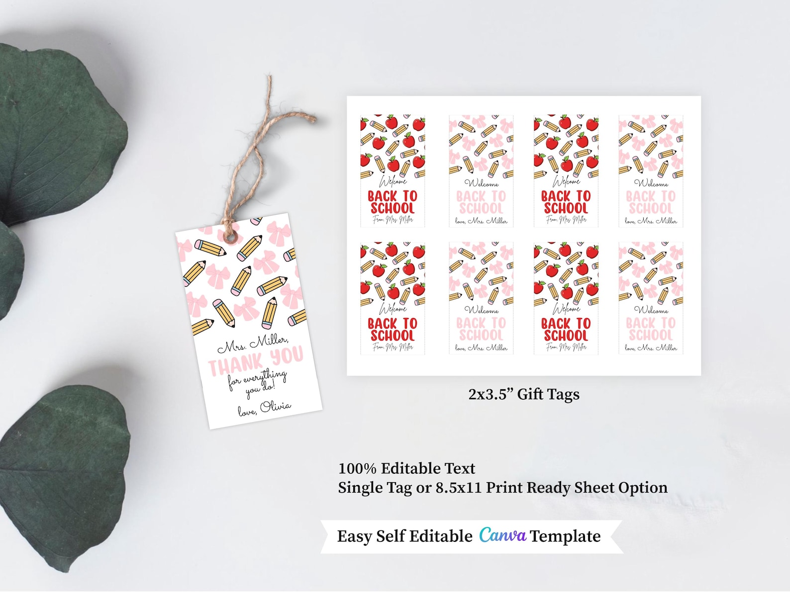 Back to School Gift Tag Welcome Back to School Editable Tag Printable ...