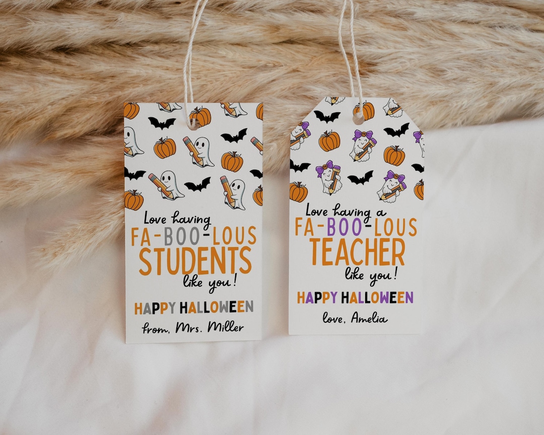 Student Appreciation Halloween Printable Gift Tags From School Teacher ...