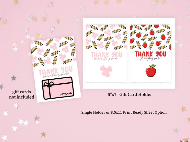 Teacher Appreciation Gift Card Holder, End of School Year Tag for ...