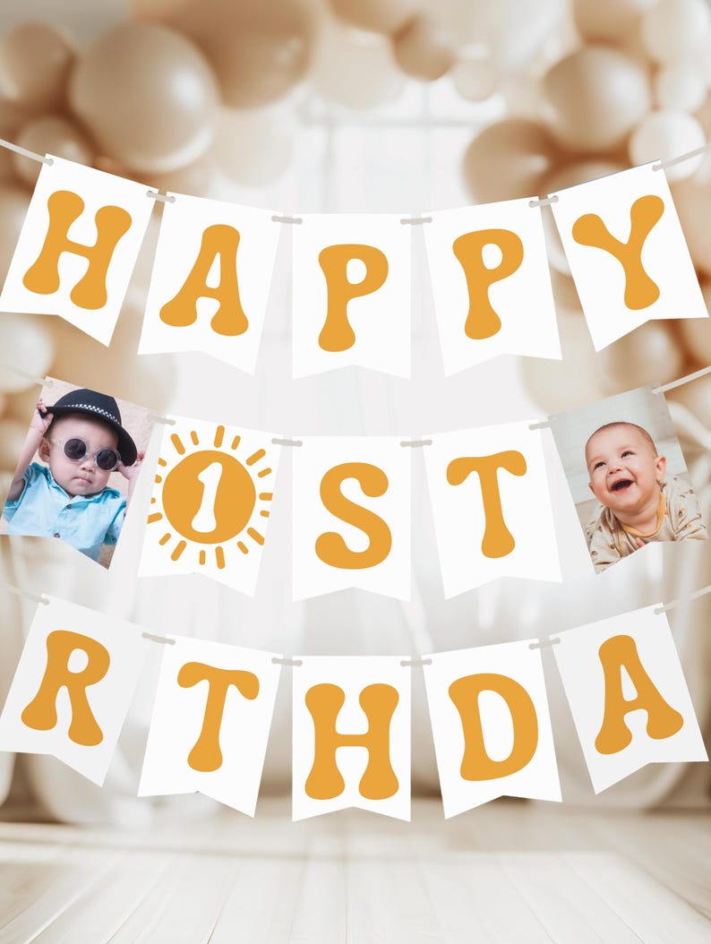 One Happy Boy Banner, Printable Happy One 1st Birthday Banner, First ...