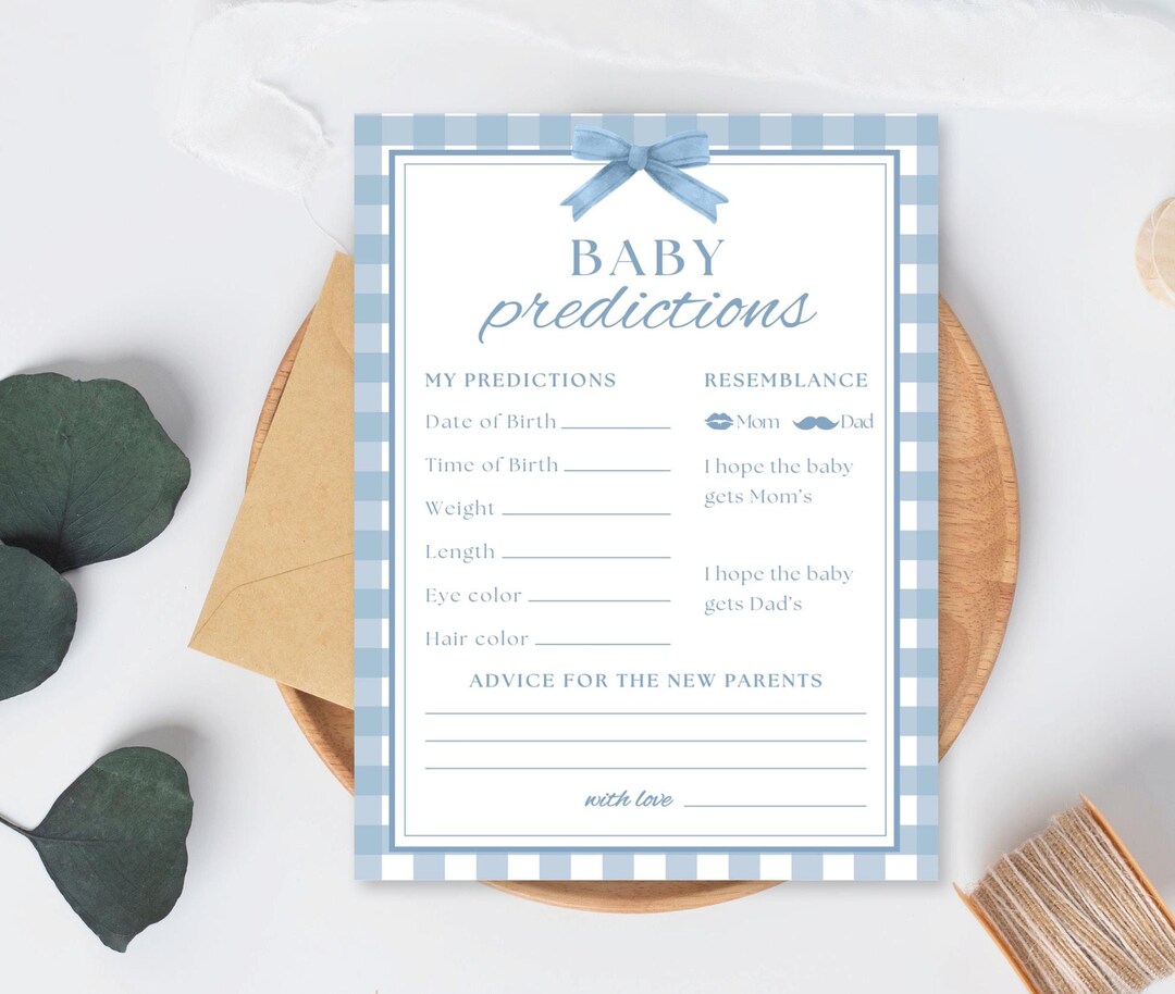 Baby Shower Predictions for Boy, Baby Prediction Cards, Advice for Baby ...