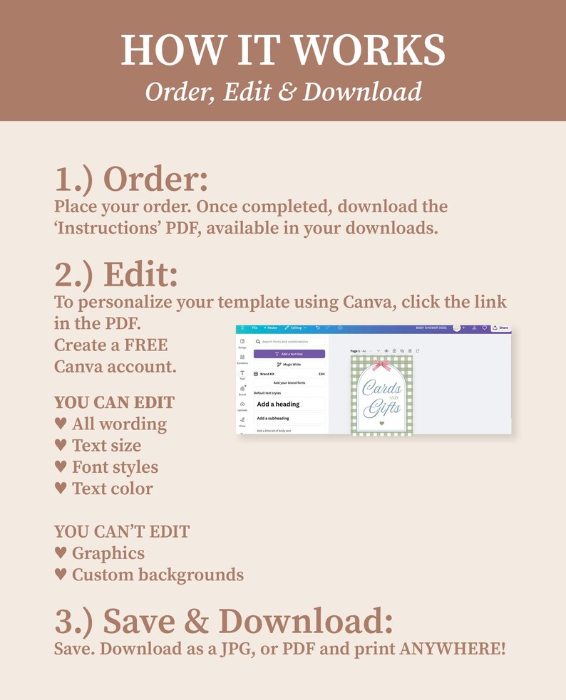 Editable Food Table Signs, Food Sign Template, Gifts Sign, Baby Shower ...