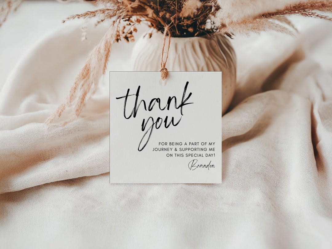 Minimal Thank You Tag Template, Simple Square Favor Gift Tag ...