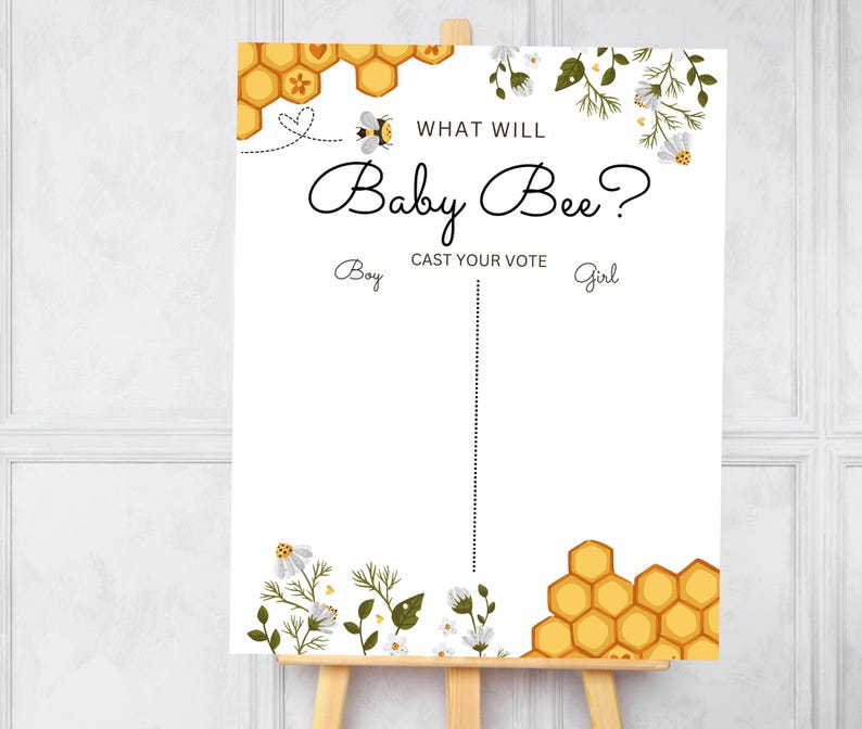 Bumble Bee Gender Reveal Sign, Spring Gender Reveal Game, What Will ...