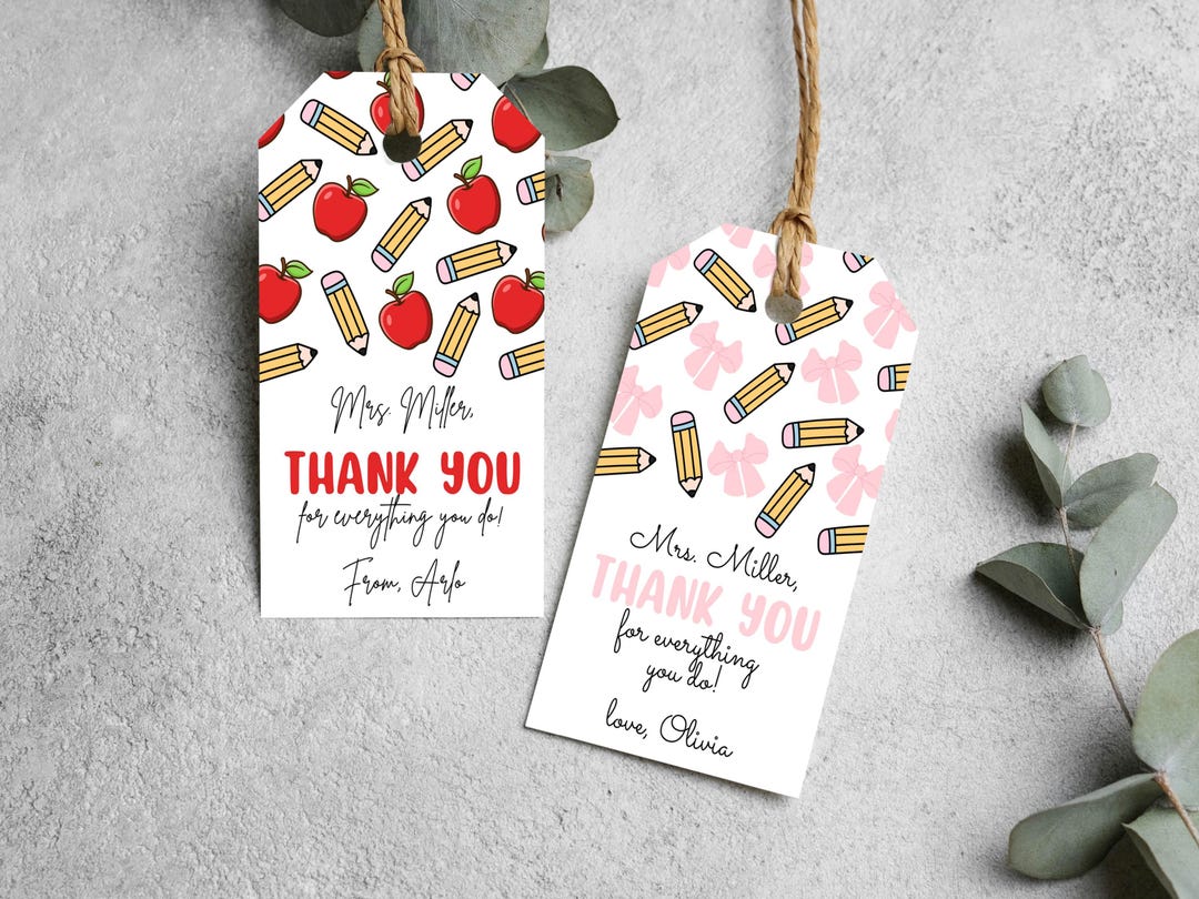 Teacher Appreciation Gift Tag, End of School Year Tag for Teacher ...