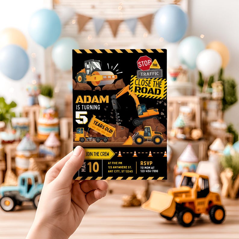 ANY AGE Construction Birthday Invitation, Construction Invitation, Dump ...