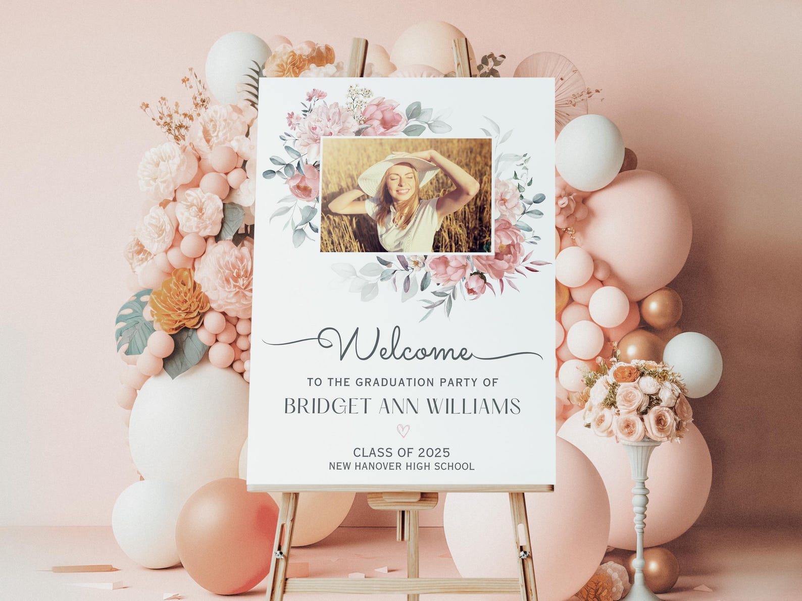 Graduation Party Welcome Sign, Floral Graduation Welcome Poster, Boho ...