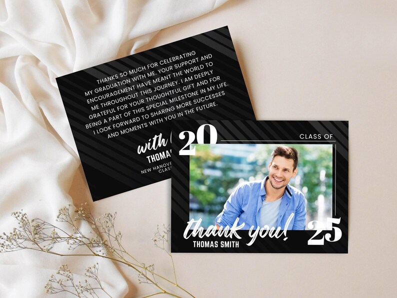 Graduation Thank You Card 2025 Template, Modern Graduation Card, Senior ...