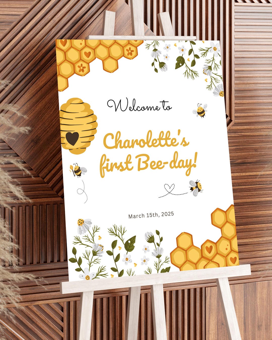 Bee First Birthday Welcome Sign, Second Bee Day Welcome Sign, 1st Bee ...