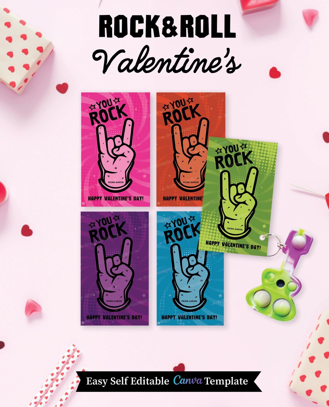 Kids Valentines YOU ROCK Valentine. Music Valentines Day Cards. Kids ...