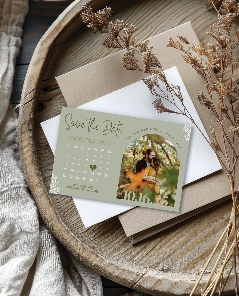 Modern Save the Date 100% Editable Color and Text. Arch Photo Wedding ...