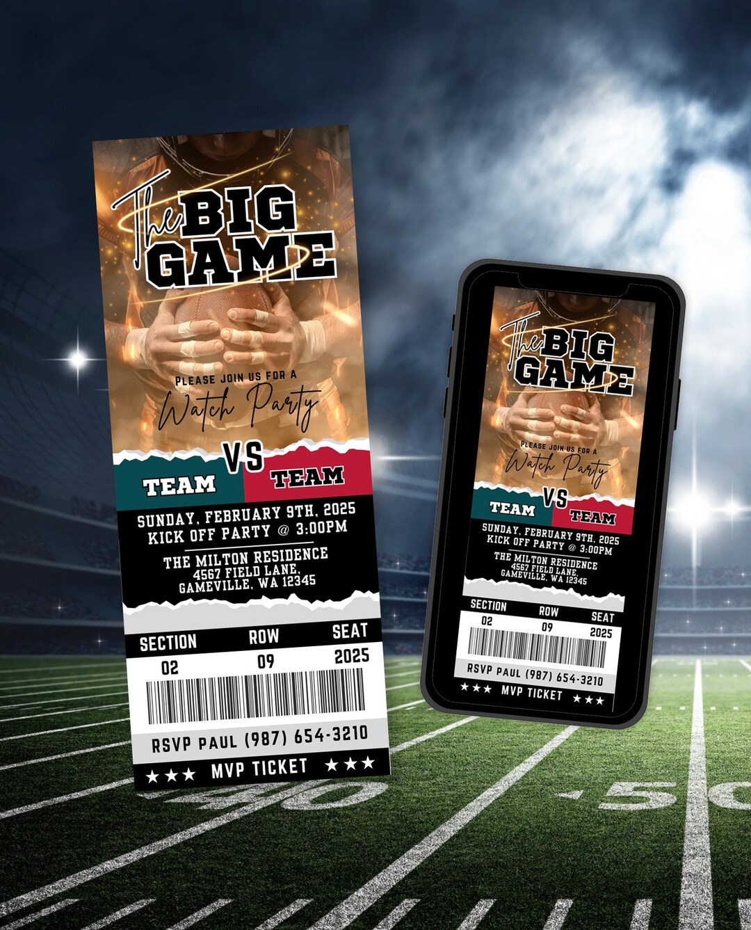 Animated Game Day Invitation, Football LIX 2025 Watch Party Invite, the ...
